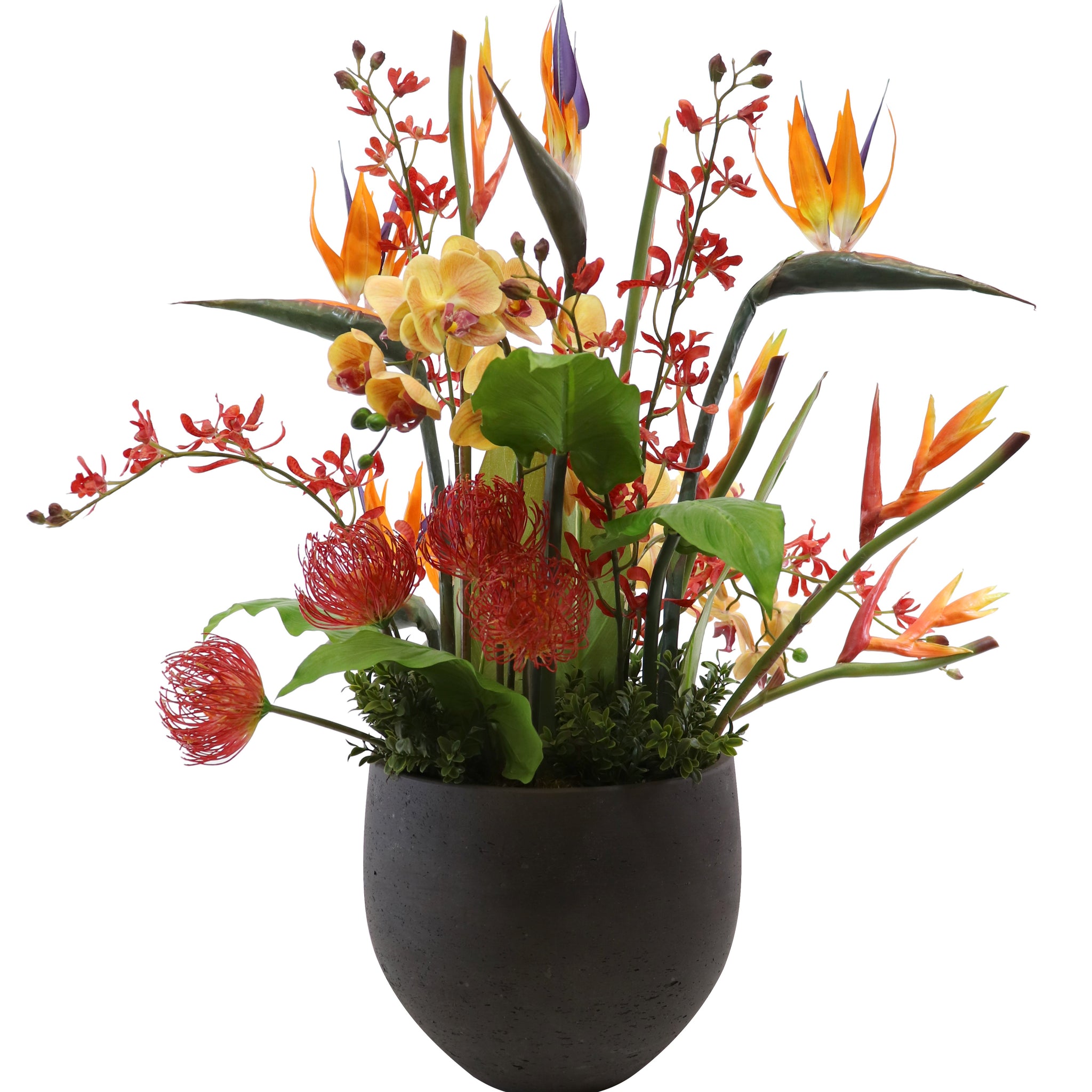 80cm Faux Mixed Natives in Dark Ceramic Pot