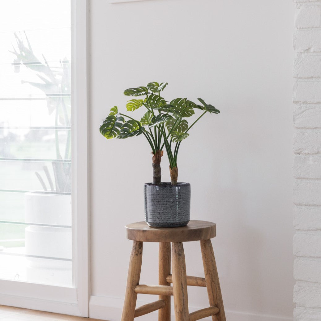 40cm Faux Green & White Mixed Arrangement - Silk By Design