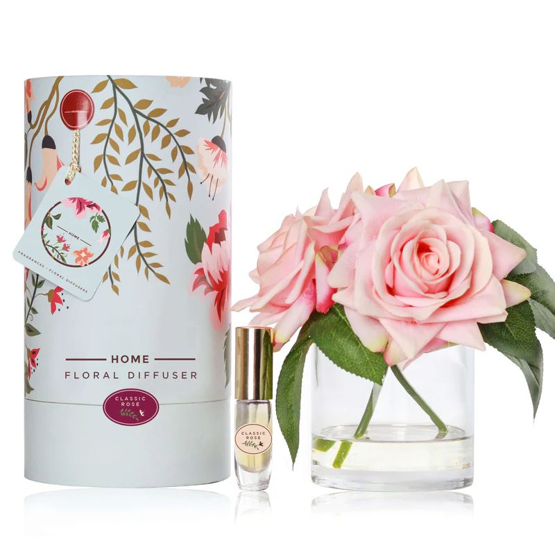 Scented Flower Diffuser - 3 Pink Roses & Fragrance Set