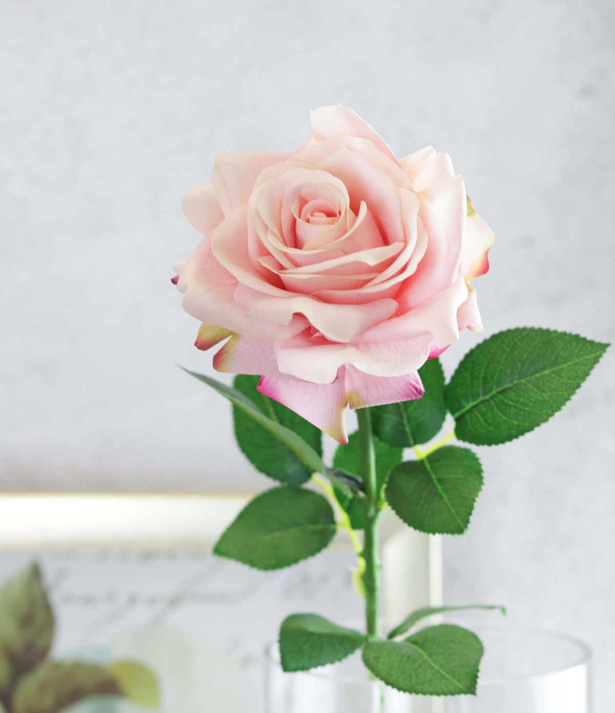 Artificial Pink Real-Touch Rose | Realistic Silk Flowers