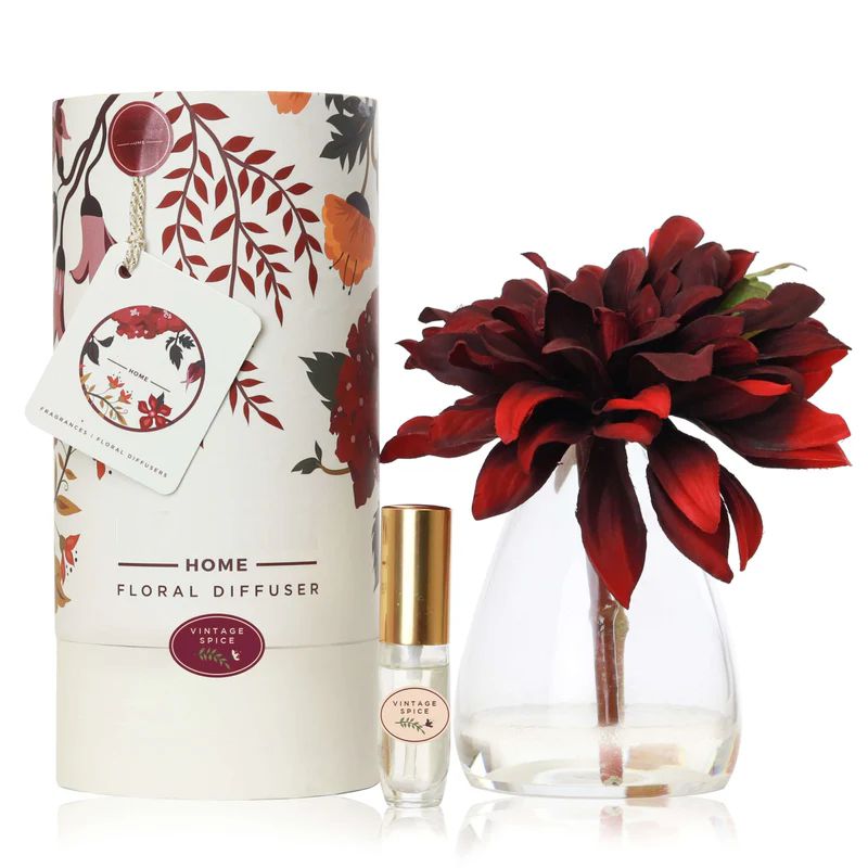 Scented Flower Diffuser - Silk Burgundy Dahlia & Fragrance Set