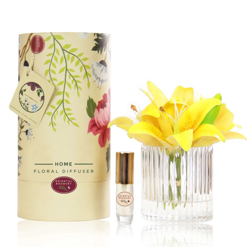Scented Flower Diffuser - 2 Yellow Lily & Fragrance Set