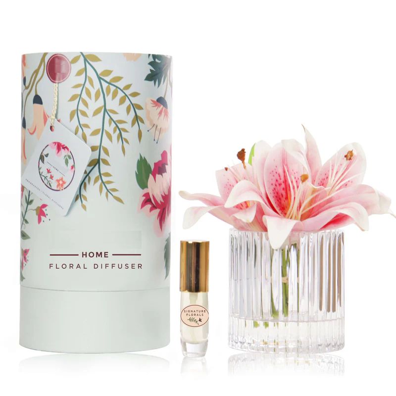 Scented Flower Diffuser - 2 Pink Lily & Fragrance Set