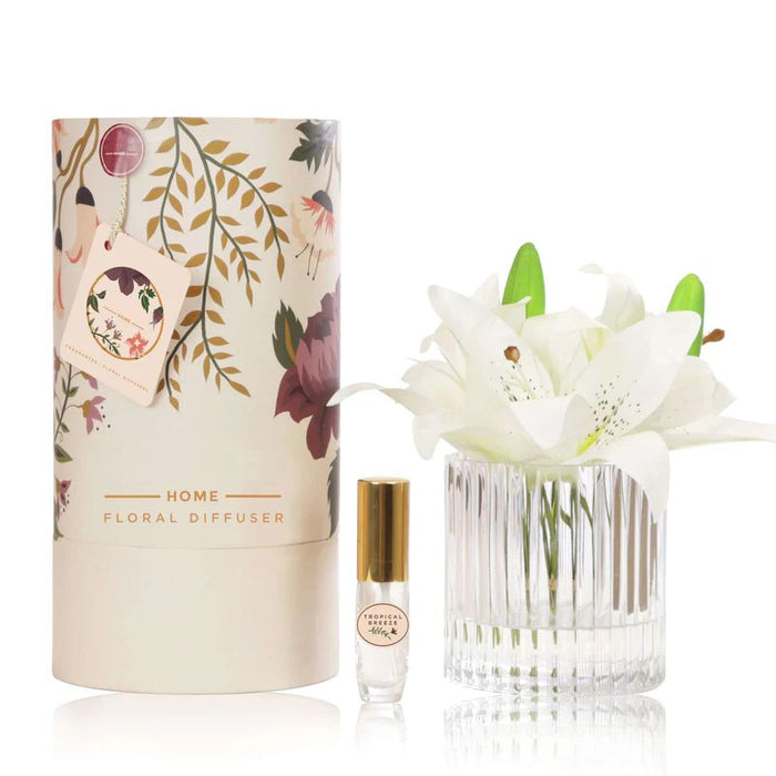 Scented Flower Diffuser - 2 White Lily & Fragrance Set